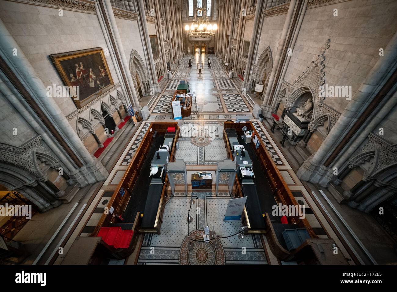 Iinside the main hall at the Royal Courts of Justice in central London ...