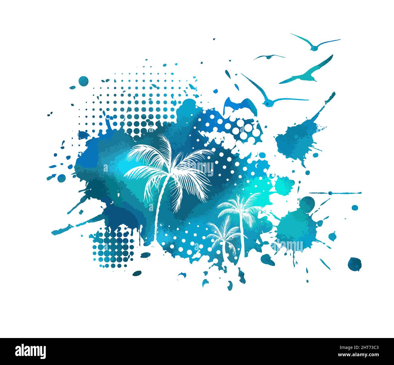 Multi-colored blue palms trees. Vector illustration Stock Vector Image ...