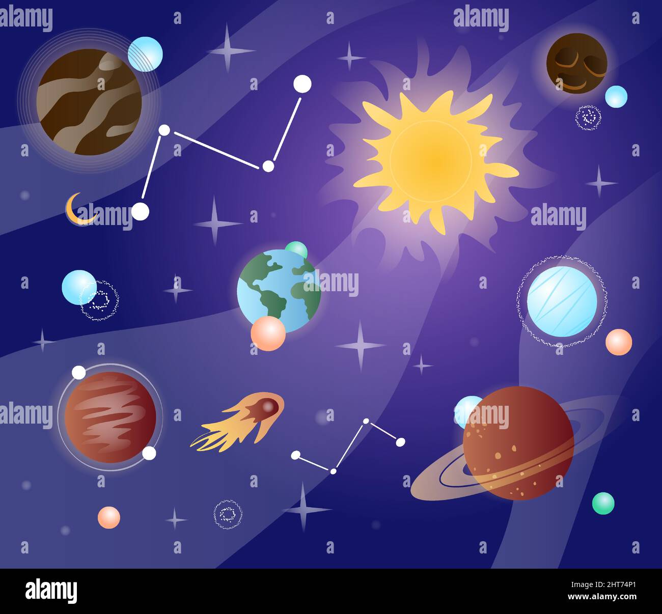 Planets, stars and sun Stock Vector Image & Art - Alamy