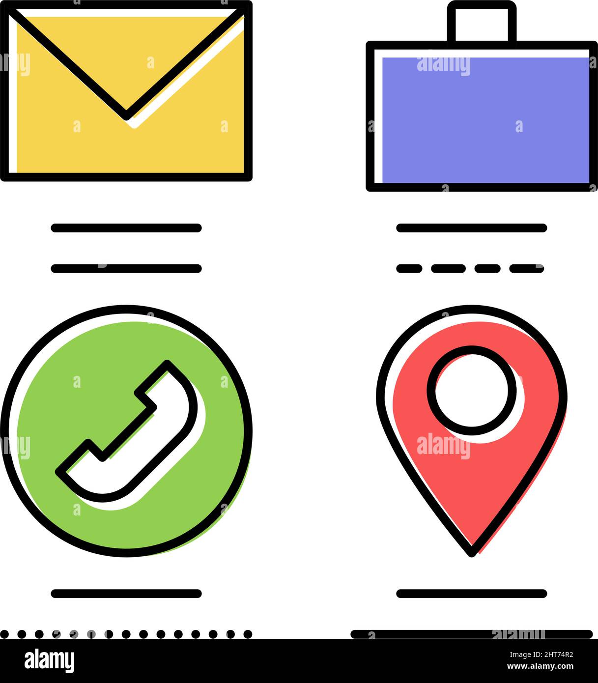 mail, business call and location color icon vector illustration Stock ...