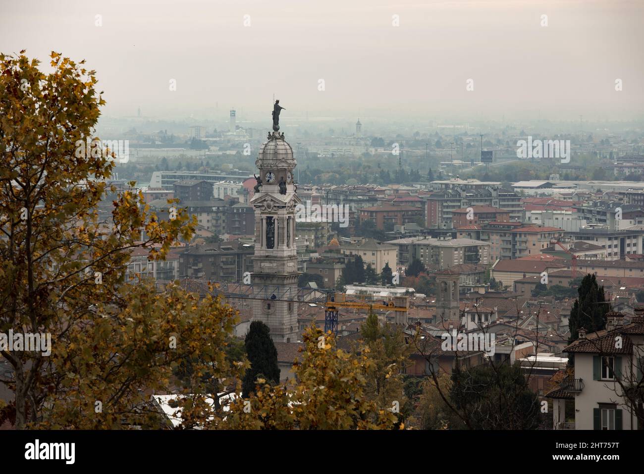 An aerial view of the Basilica of Saint Alexander and the city of ...