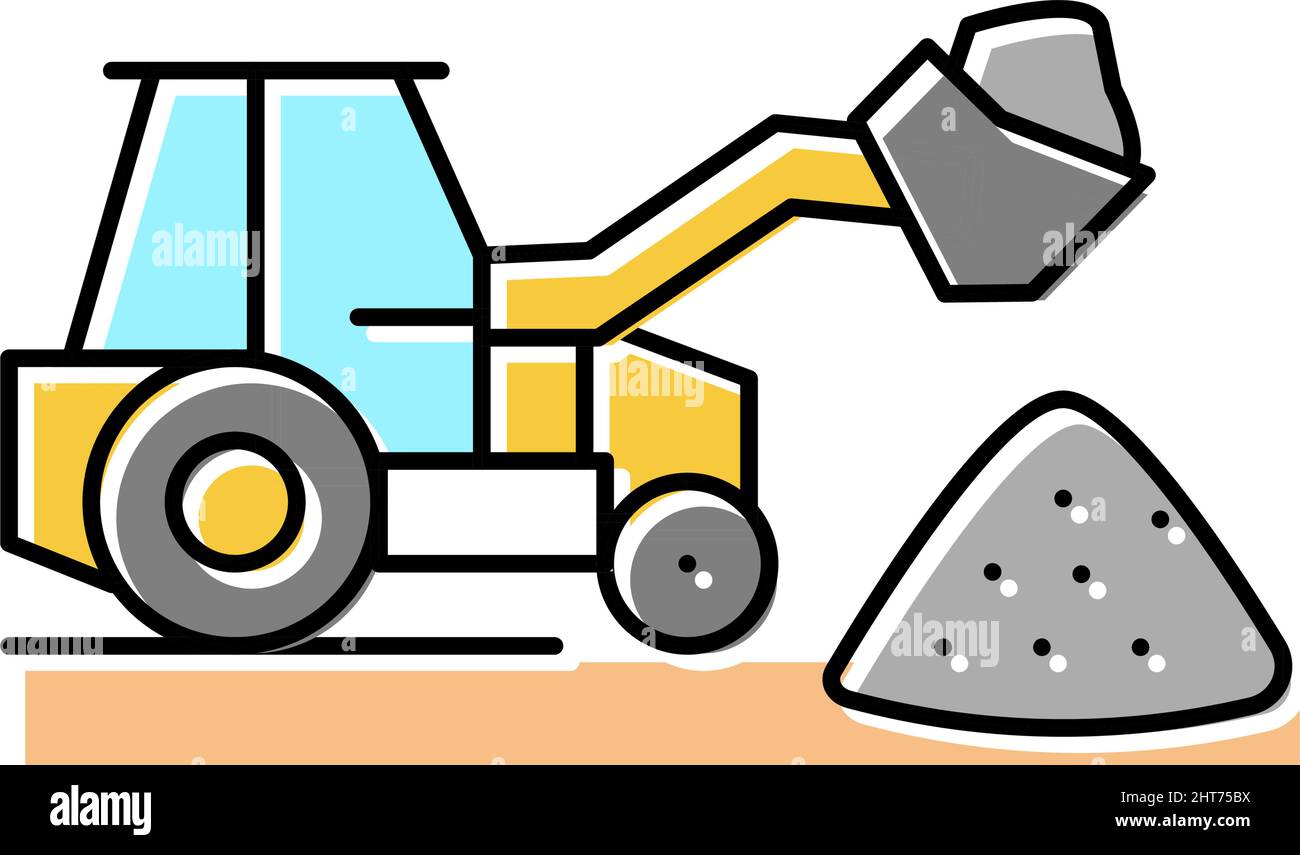 tractor stone gravel loading machine color icon vector illustration ...