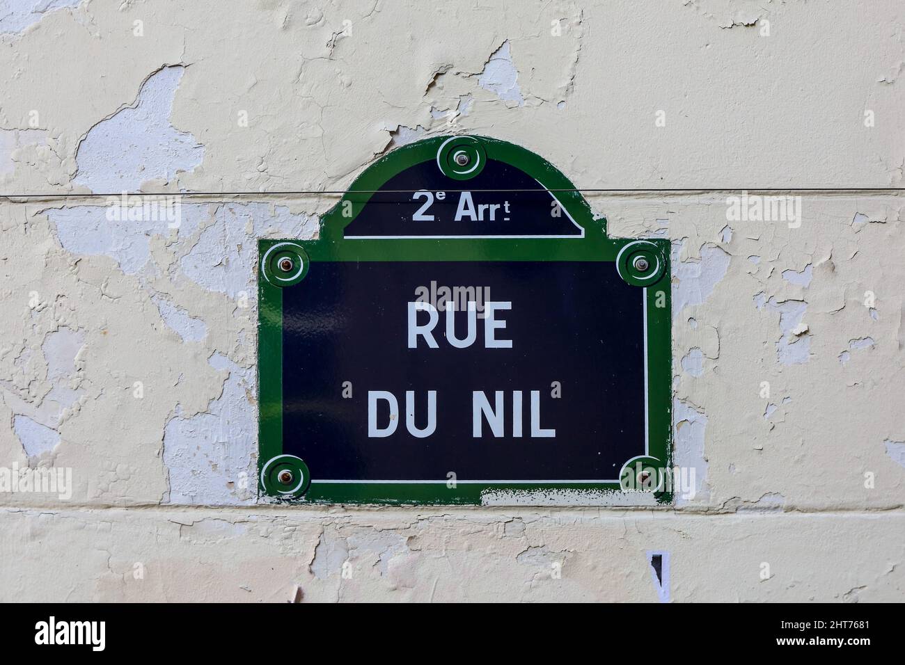 Signboard of a Rue du Nil street, Paris Stock Photo - Alamy