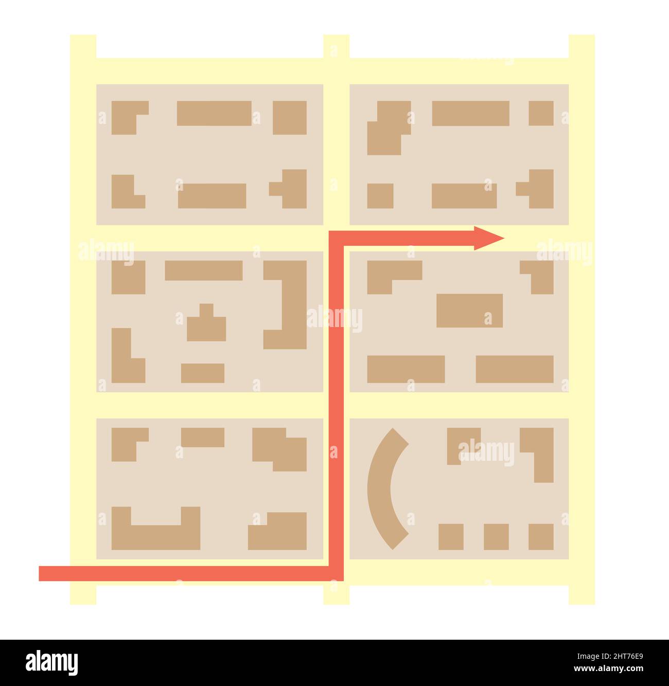 city blocks and arrow that showing direction - vector map Stock Vector ...