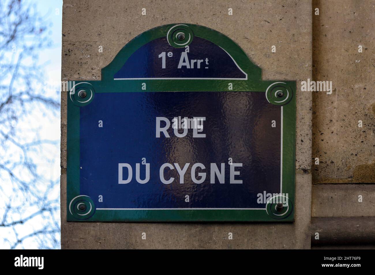 Photo of a typical street name plate on a building facade in Paris ...
