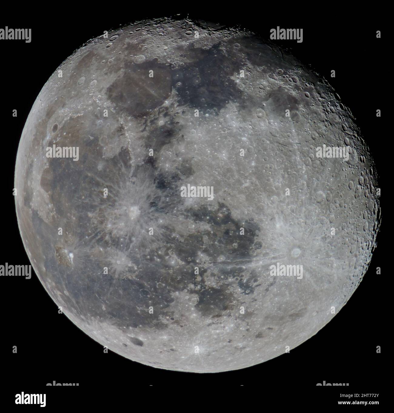 Grayscale shot of the full moon with its details Stock Photo - Alamy