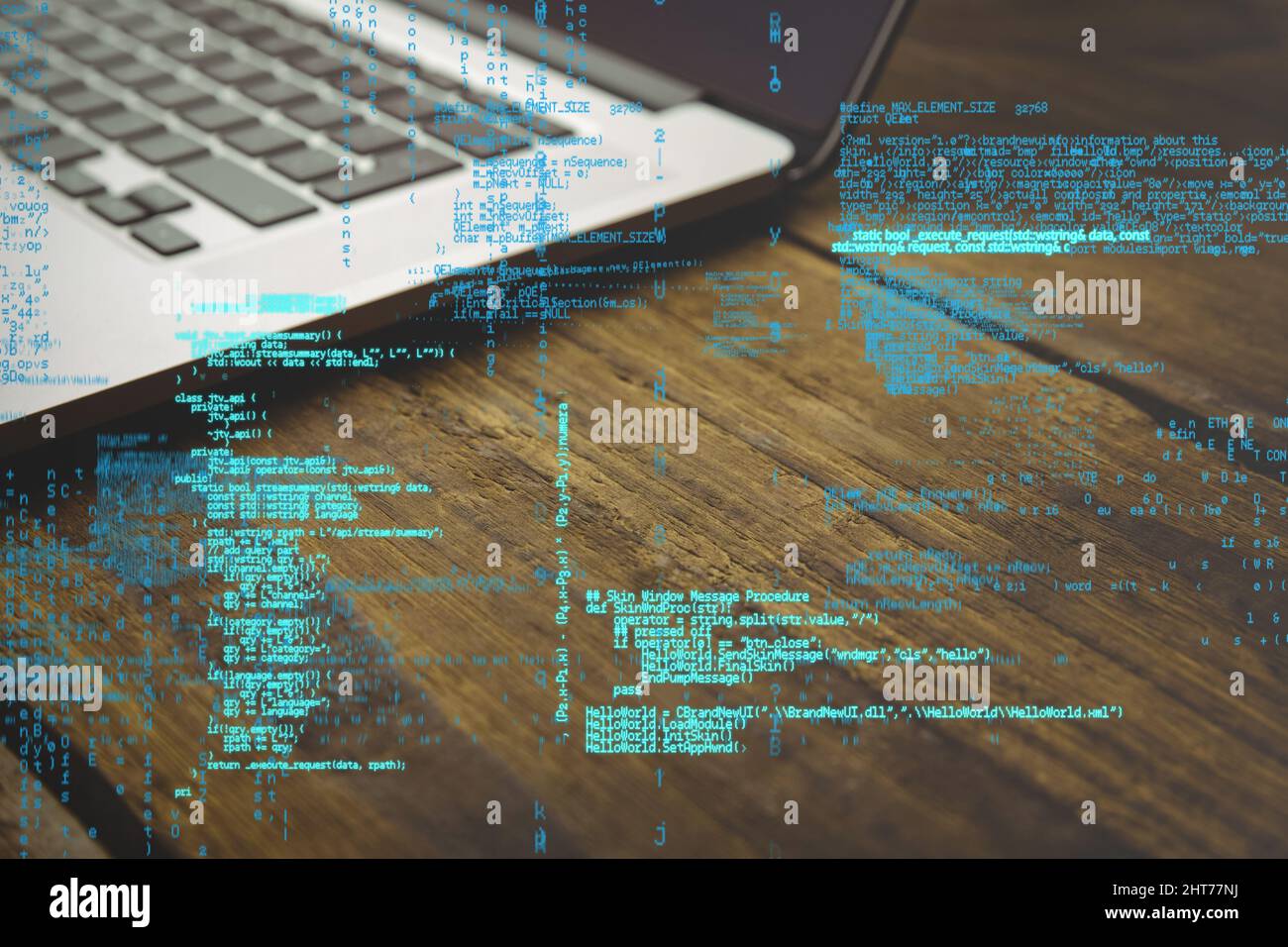 digital composite of laptop with hacking graphic Stock Photo - Alamy