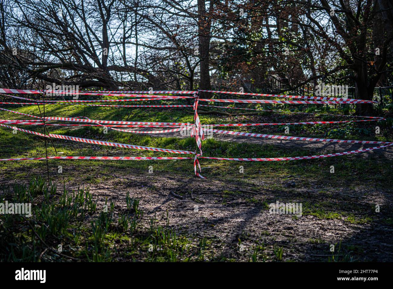 27 February 2022. Red And White Cordon Tape Stock Photo - Alamy