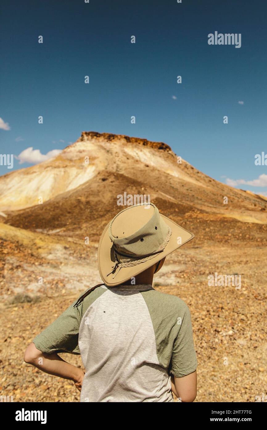 Person looking out over the desert of South Australia Stock Photo - Alamy