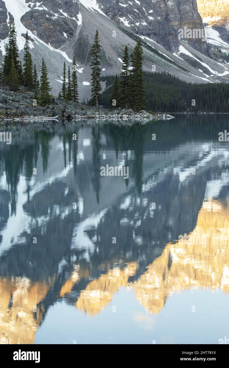 Beautiful vertical shot landscape of Moraine Lake Rocky Mountains in Canada Stock Photo - Alamy
