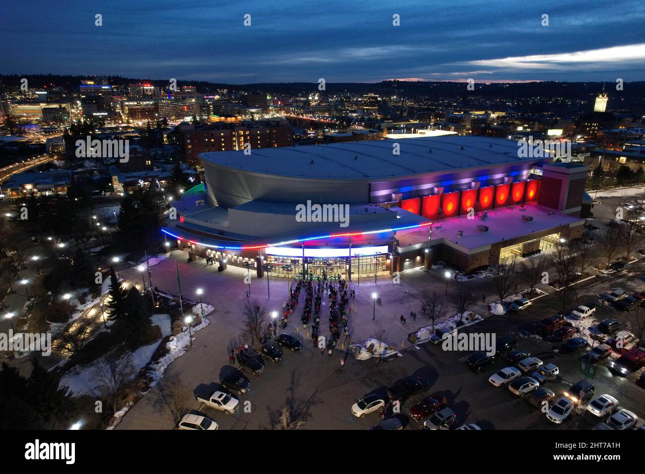An aerial view of the Spokane Veterans Memorial Arena, Saturday, Feb ...