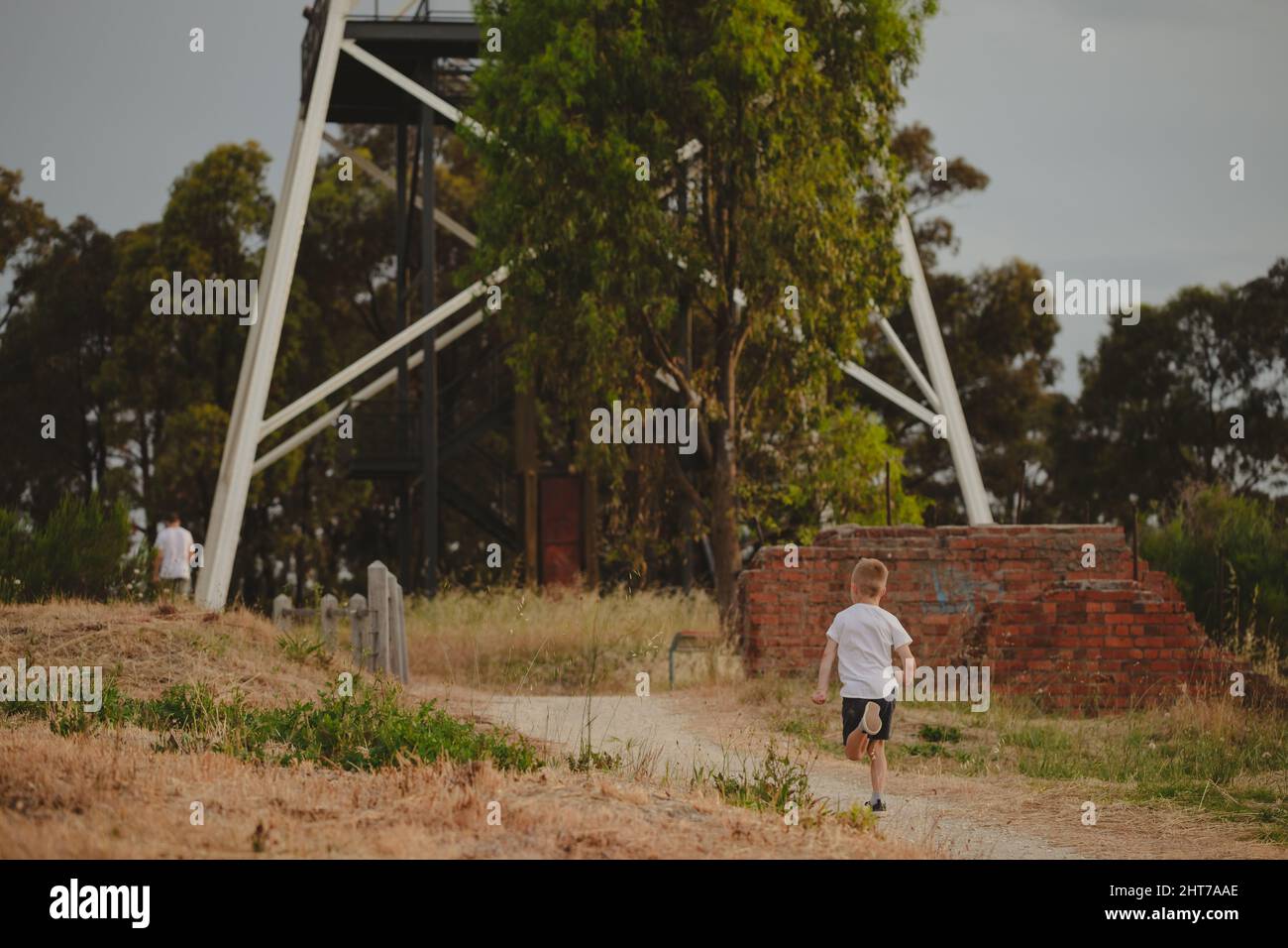 Closeup of a boy running outside Stock Photo - Alamy