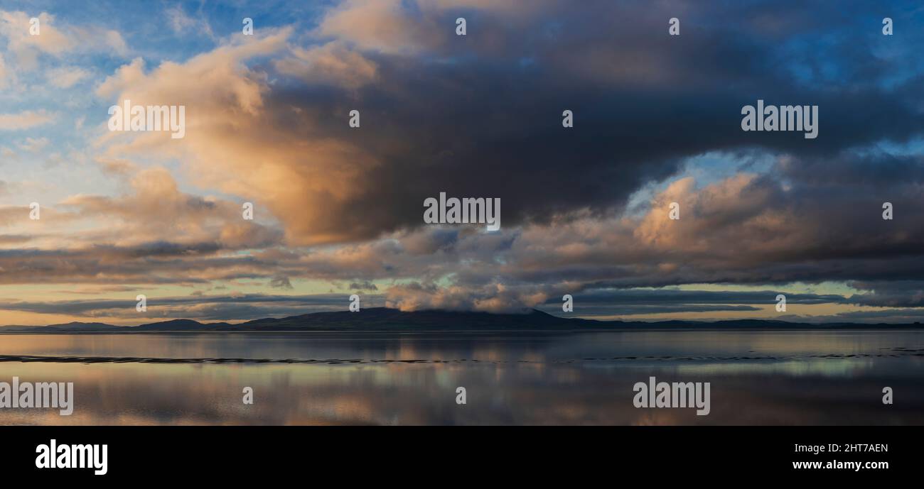Epic sunset landscape image of Solway Firth viewed from Silloth during ...