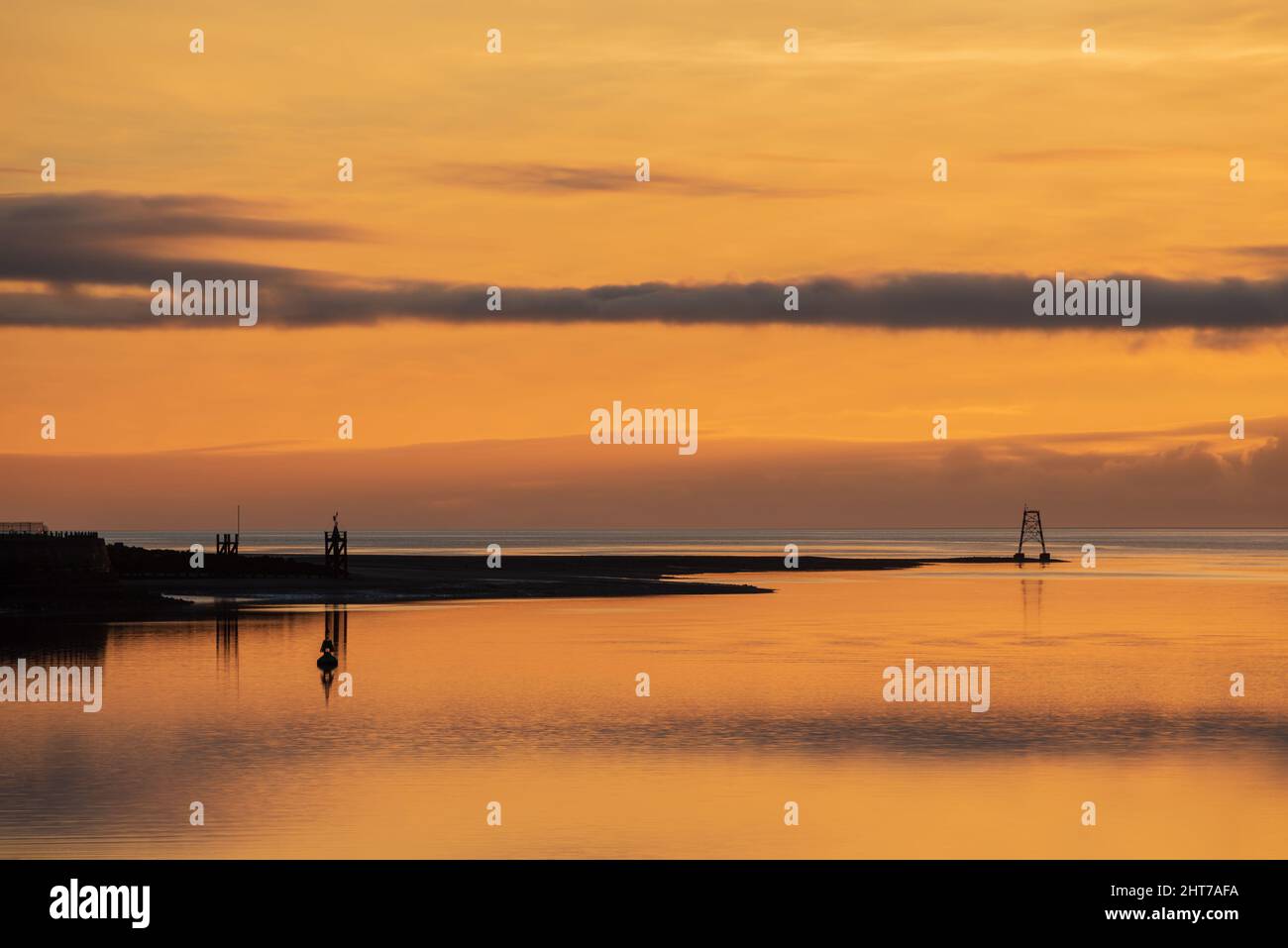 Epic sunset landscape image of Solway Firth viewed from Silloth during ...
