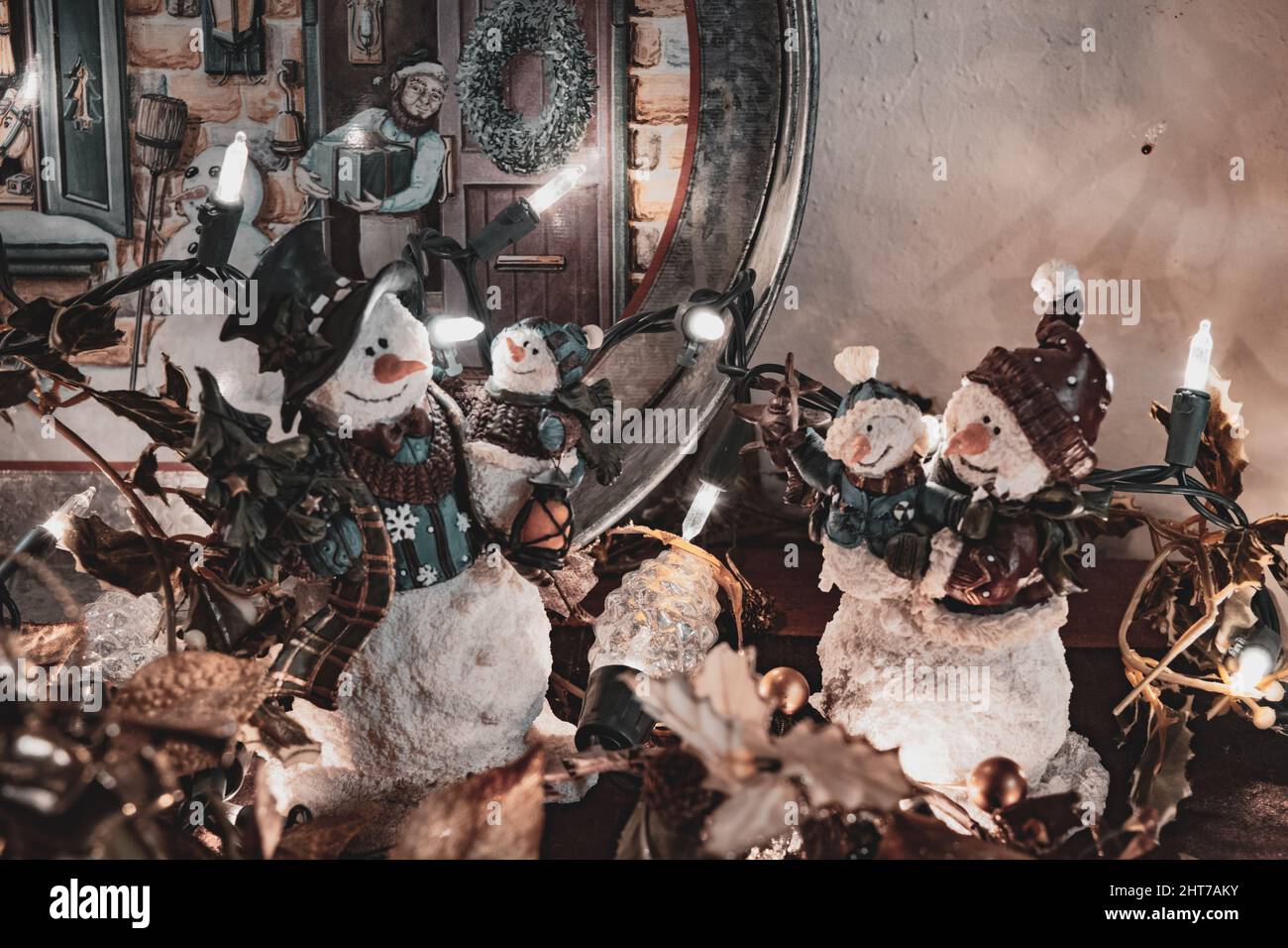Beautiful Christmas snowmen decorations Stock Photo - Alamy