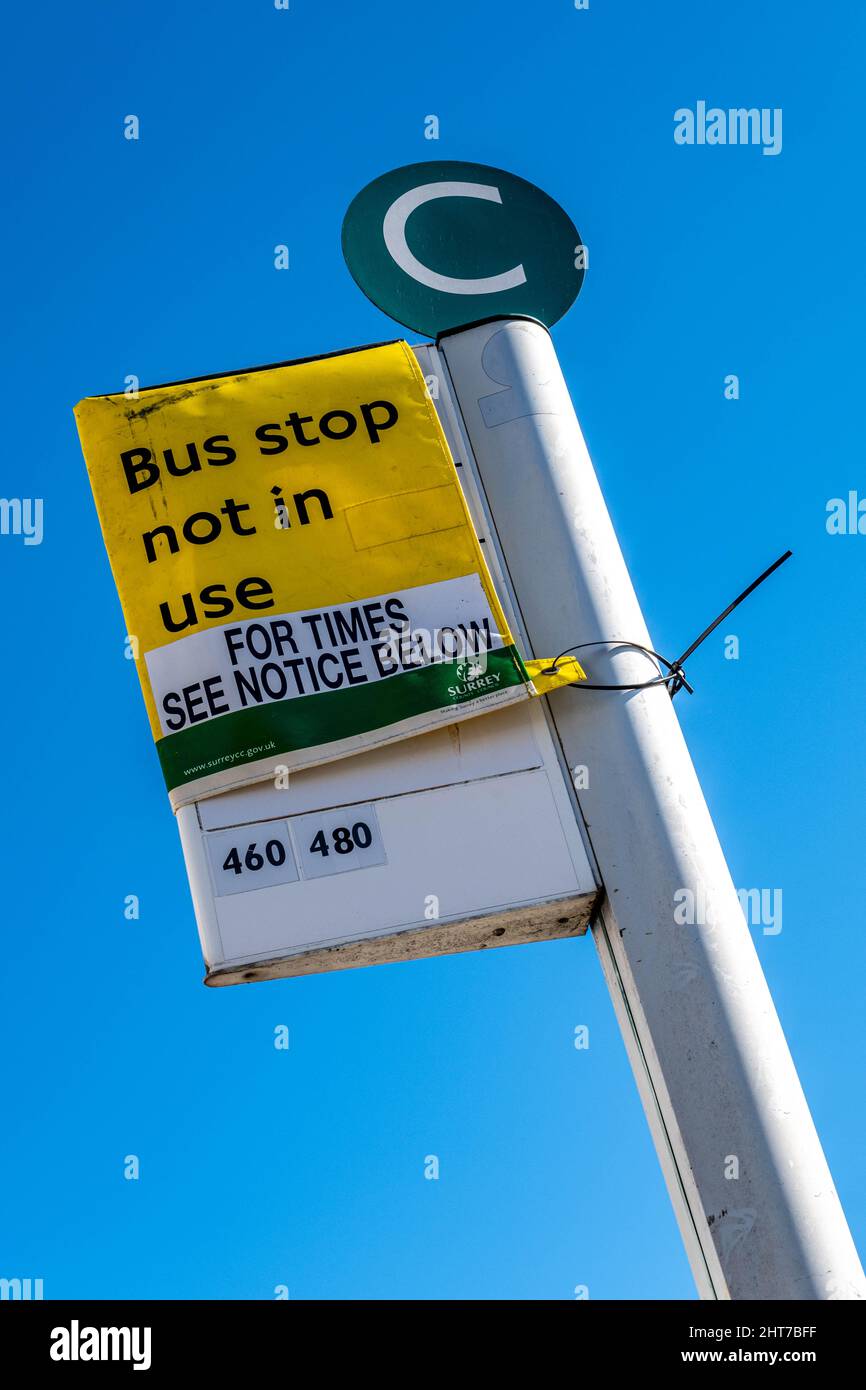 Epsom Surrey UK, February 27 2022, Public Transport Bus Stop Covered As ...