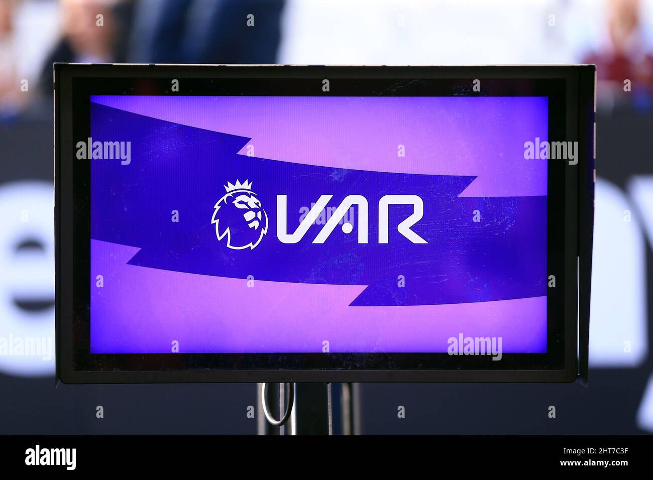 A detailed view of the VAR monitor inside the ground. Premier League ...