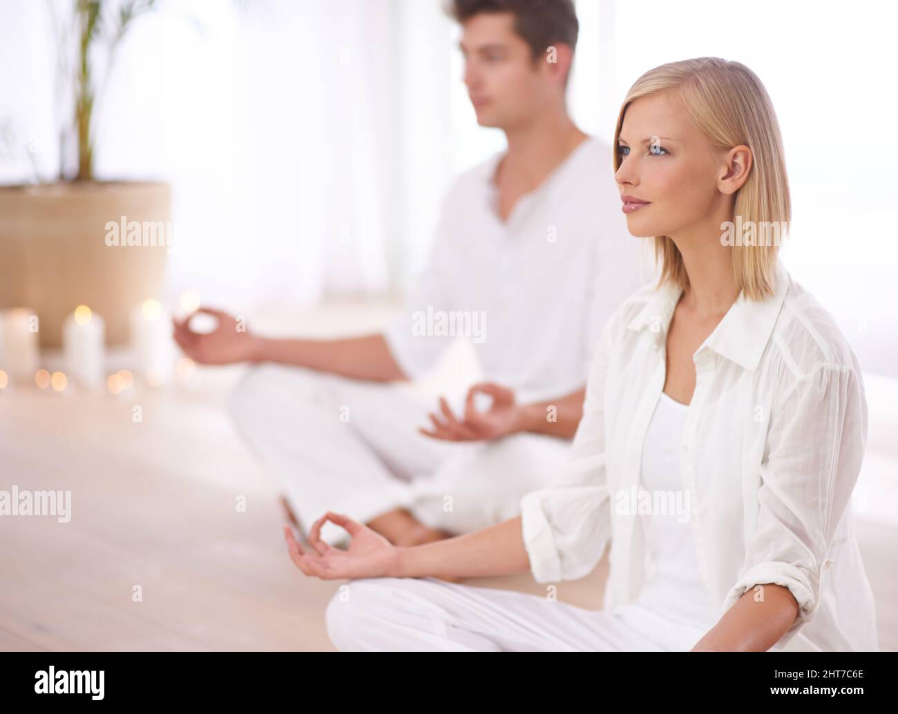 On their way to enlightenment.... Two people sitting in the lotus ...