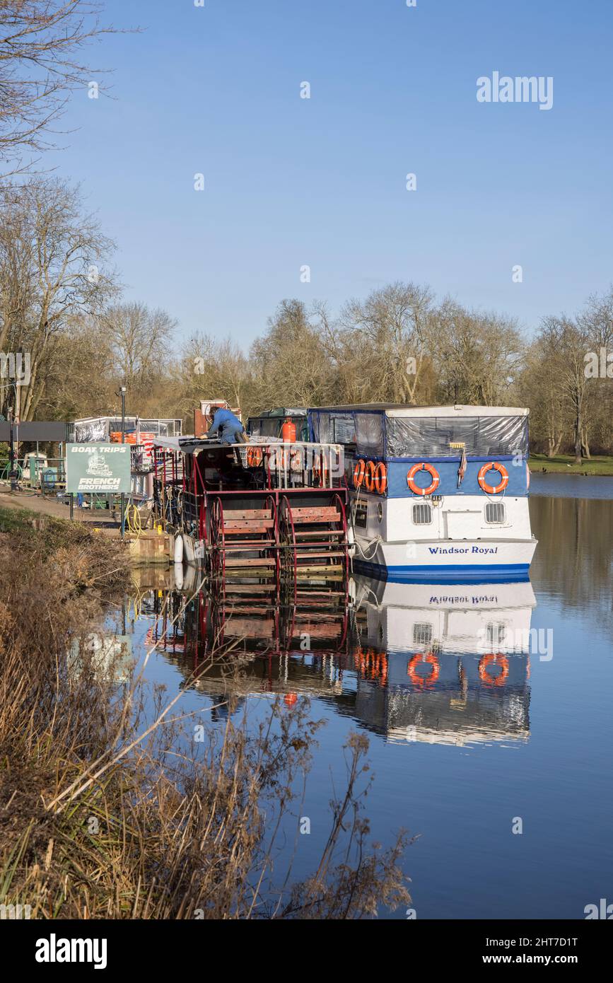 boats moored on the river thames at runnymede london Stock Photo - Alamy