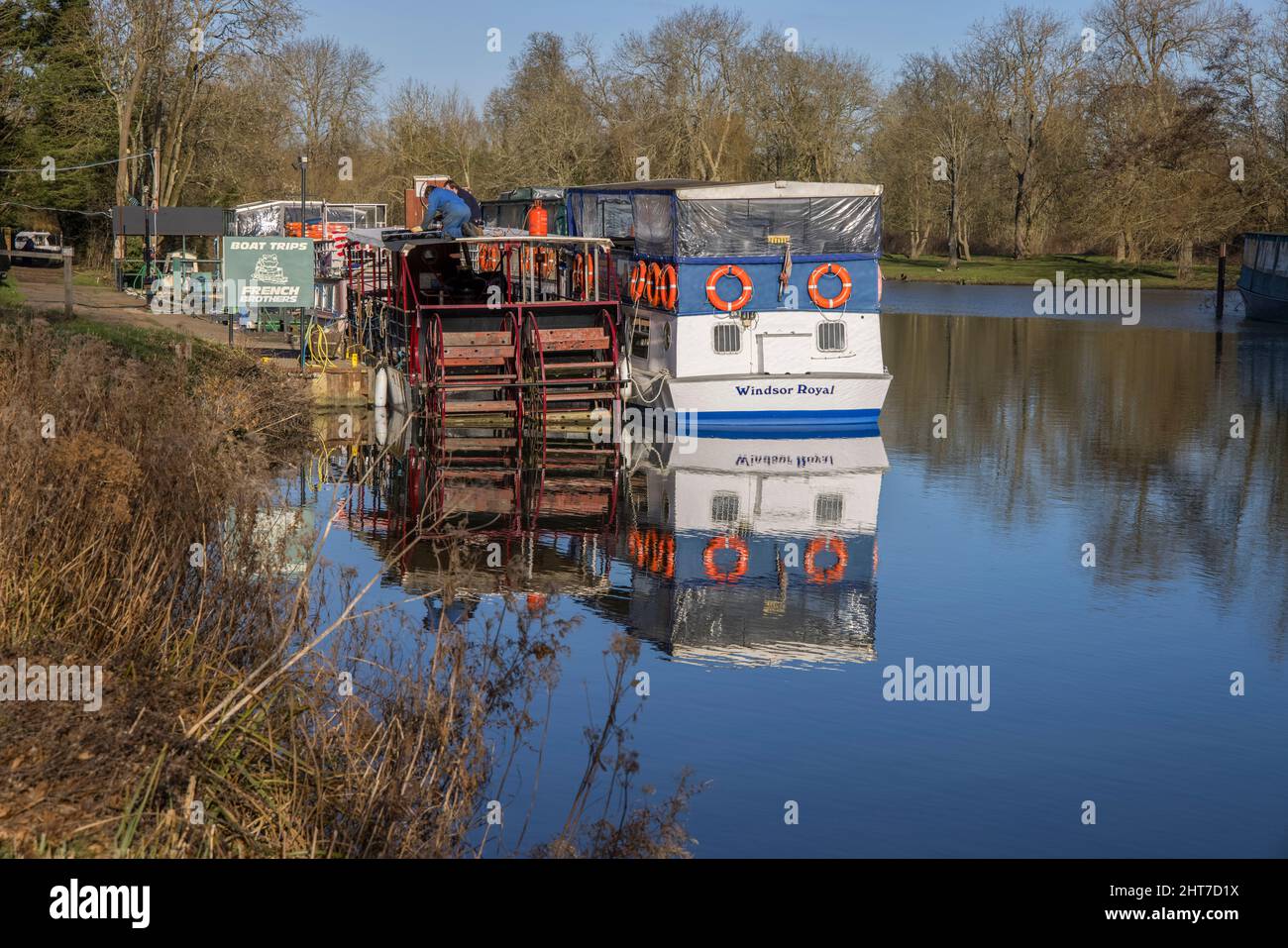 boats moored on the river thames at runnymede london Stock Photo - Alamy