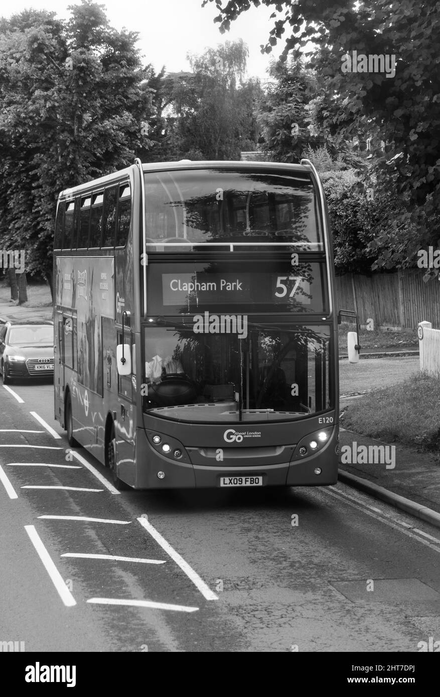 Vertical grayscale shot of the double Decker bus in London, UK Stock ...