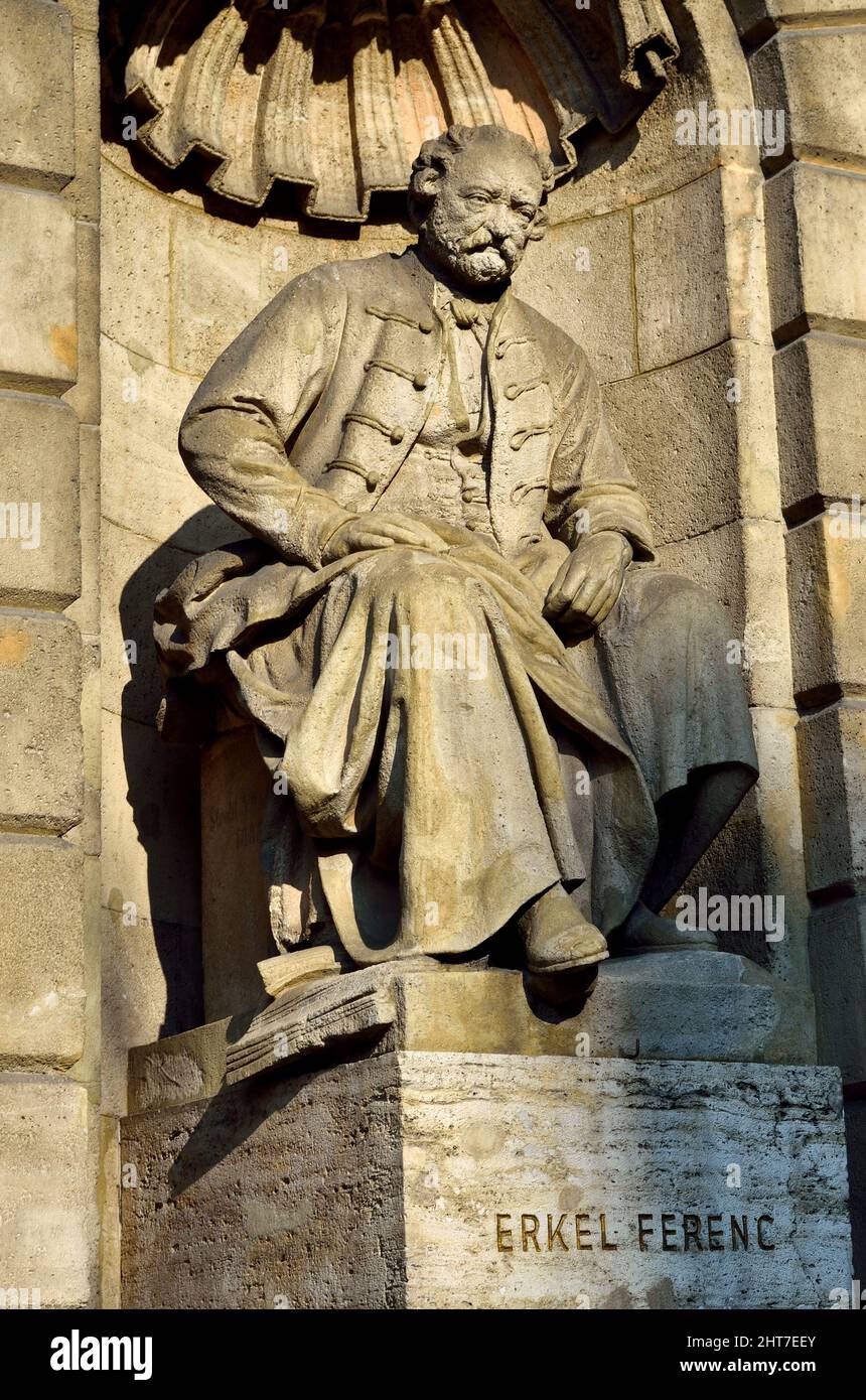 Vertical photo of a statue of Erkel Ferenc in Budapest, a Hungarian ...