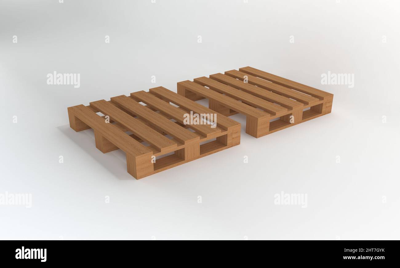 3d rendering of pallets on a white background Stock Photo - Alamy