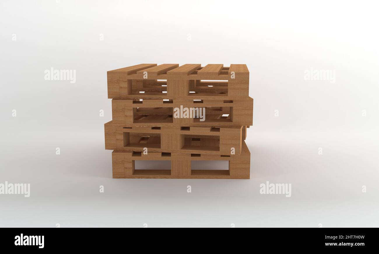 3d rendering of pallets on a white background Stock Photo - Alamy