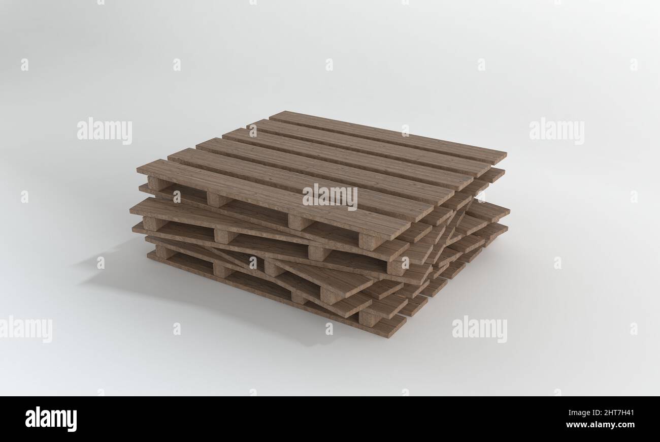 A 3d rendering of pallets on a white background Stock Photo - Alamy