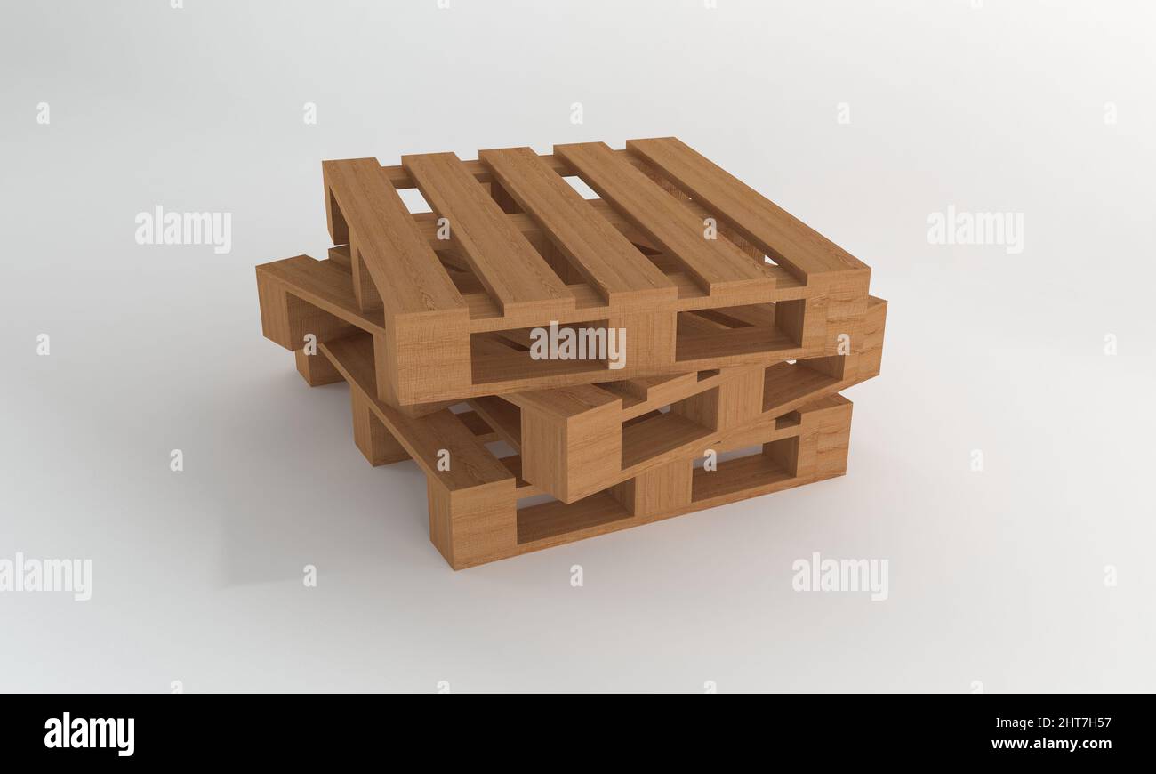 3d rendering of pallets on a white background Stock Photo - Alamy