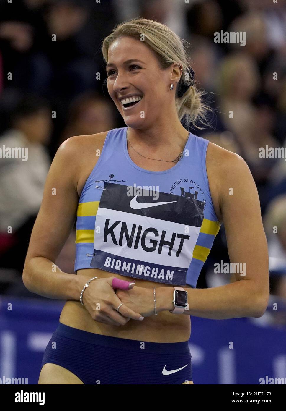 Jessie Knight celebrates winning the Women's 400 Metres Final during ...