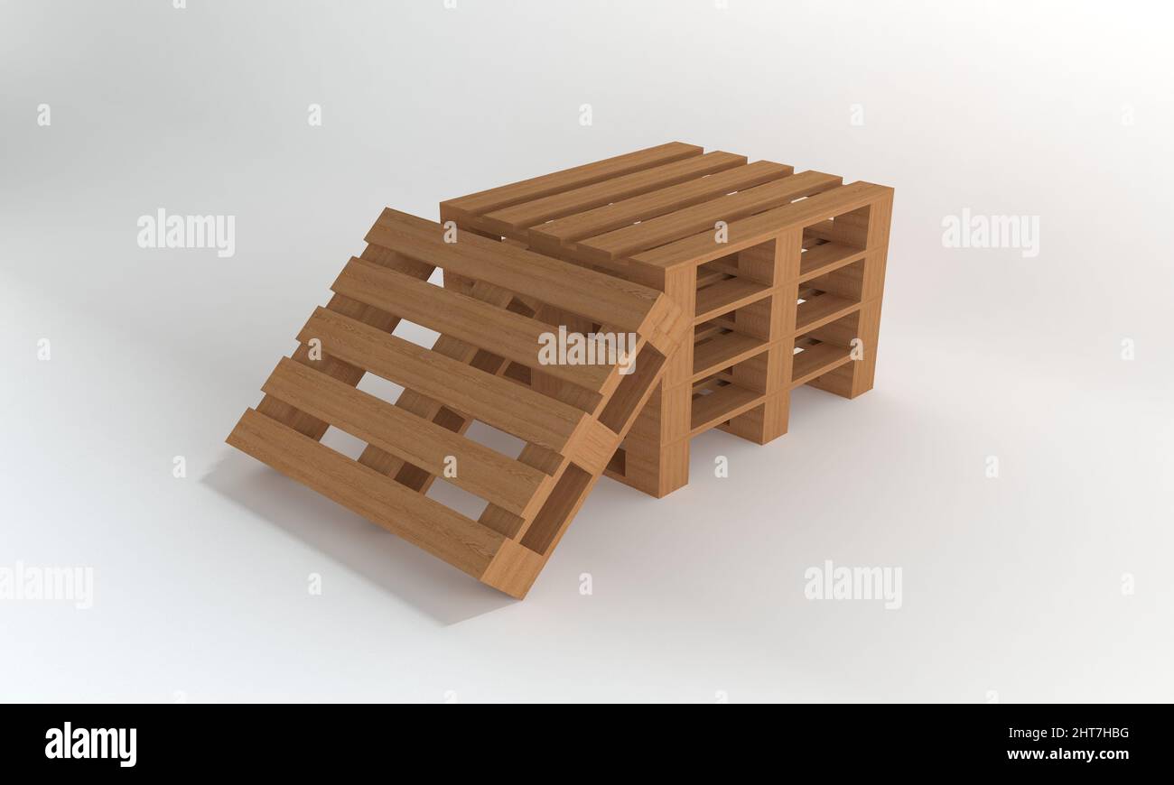 3d rendering of pallets on a white background Stock Photo - Alamy