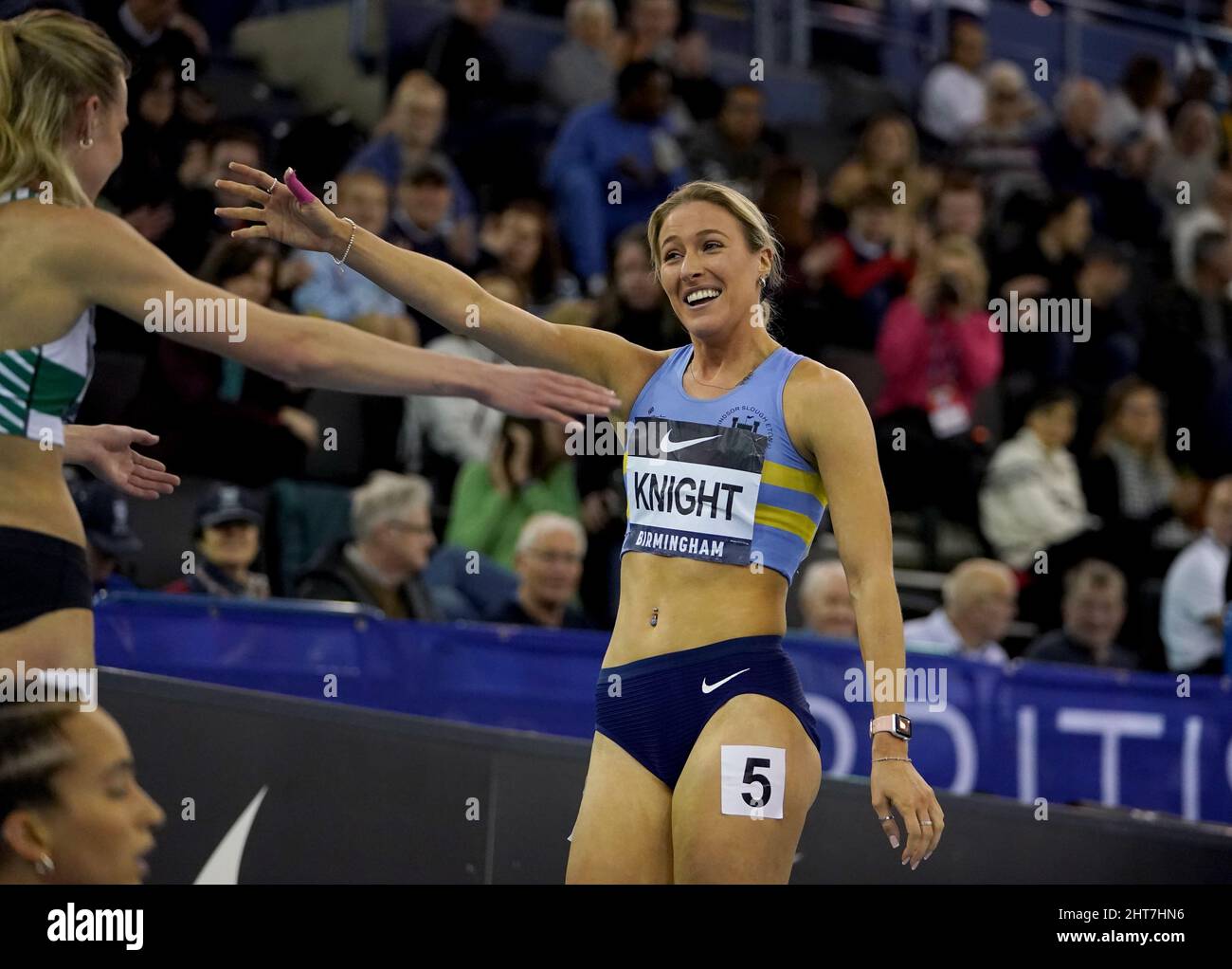 Jessie Knight (right) celebrates winning the Women's 400 Metres Final ...