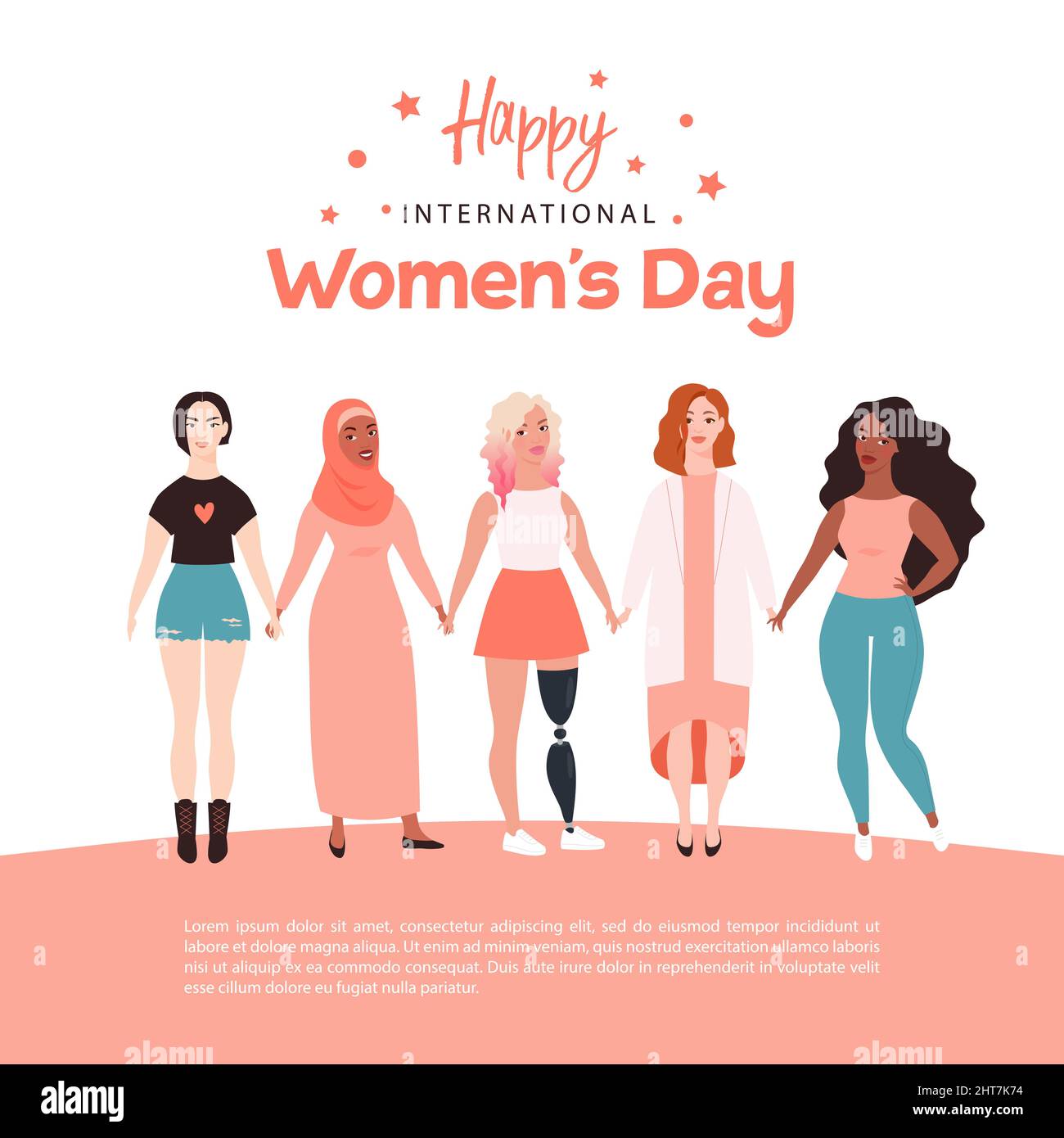 International Women's Day. Vector illustration of happy smiling women ... International Women's Day. Vector illustration of happy smiling women ...