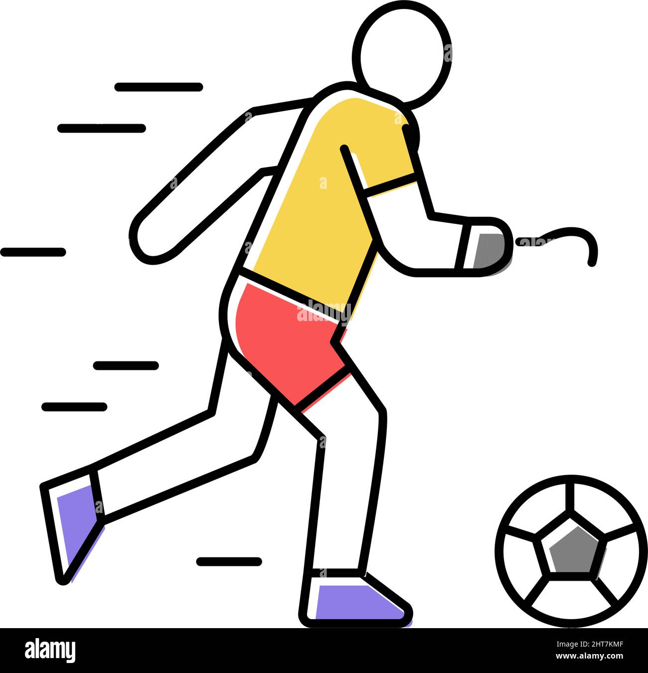 soccer football playing handicapped athlete color icon vector ...