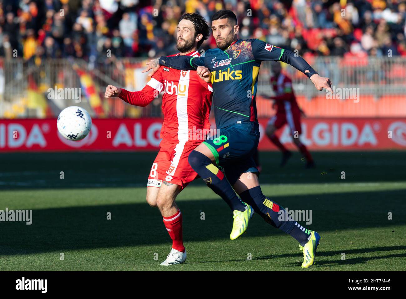 Andrea Barberis competes for the ball with Mario Gargiulo during the ...