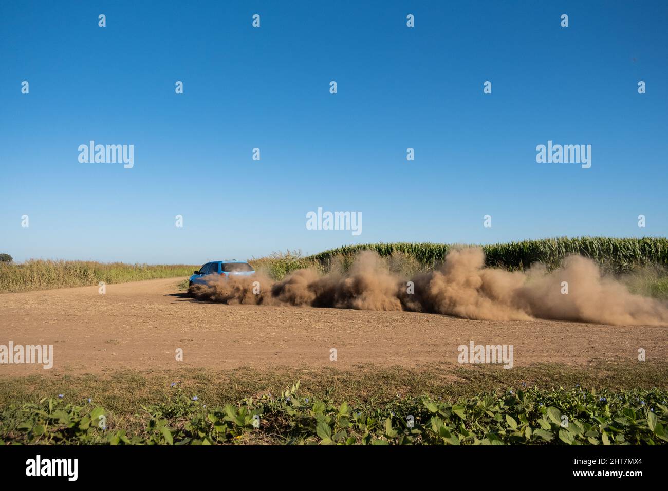 Rally car raising dust while racing on a desert Stock Photo - Alamy