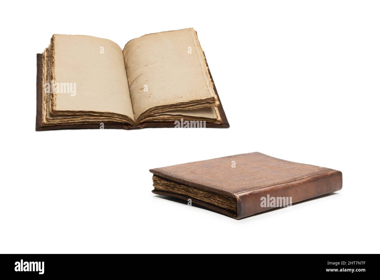 An old brown book isolated on a white background Stock Photo - Alamy