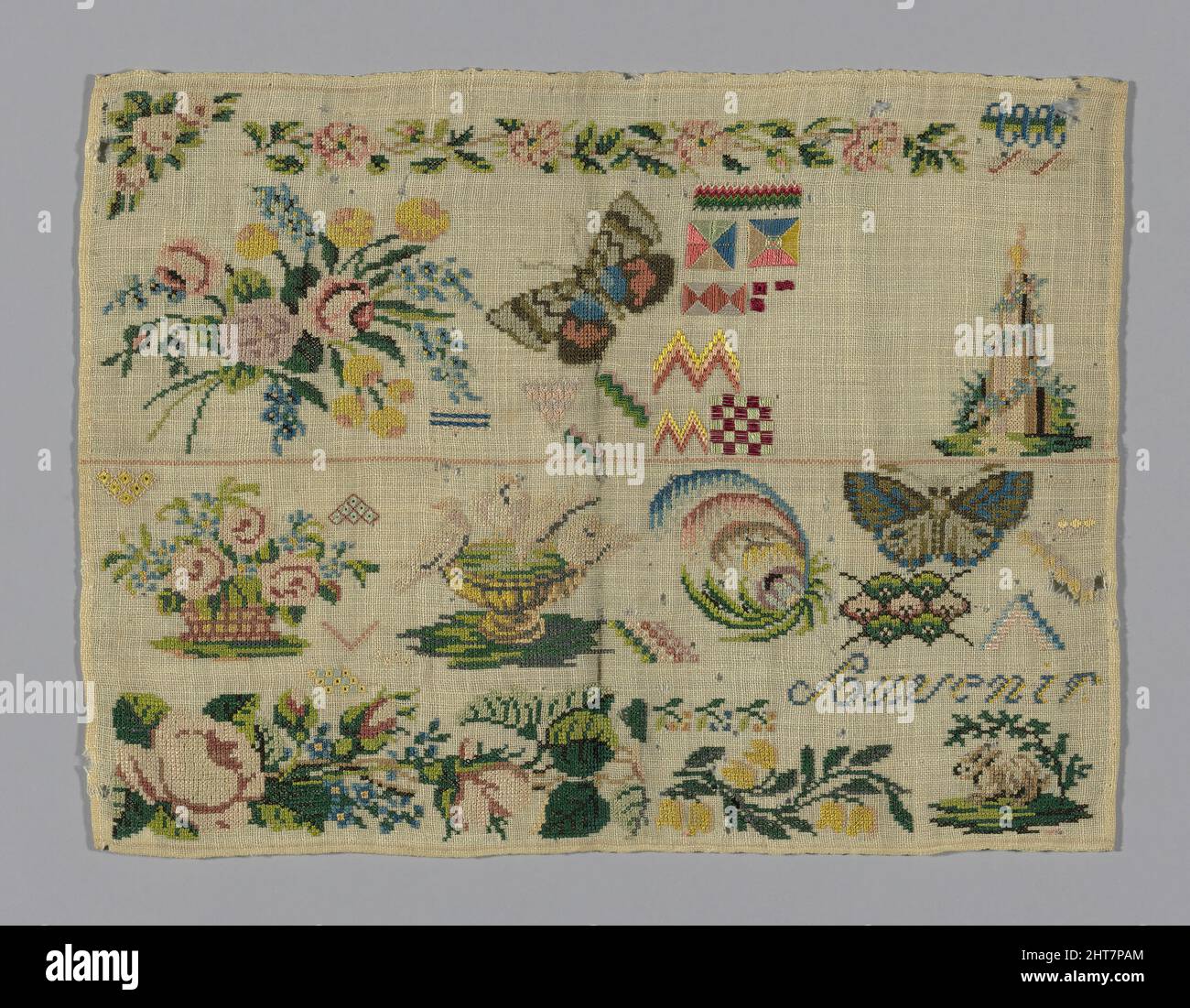 Rococo embroidered sampler hi-res stock photography and images - Alamy