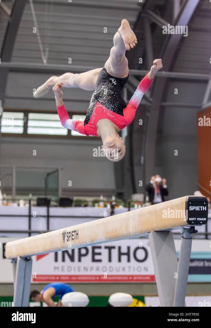Cottbus, Germany. 27th Feb, 2022. Gymnastics: World Cup, women: Balance ...