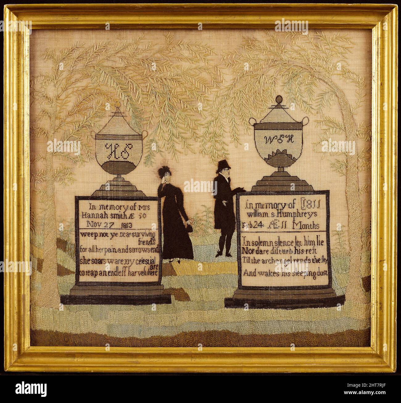 Mourning Sampler, Massachusetts, c. 1815 Stock Photo - Alamy