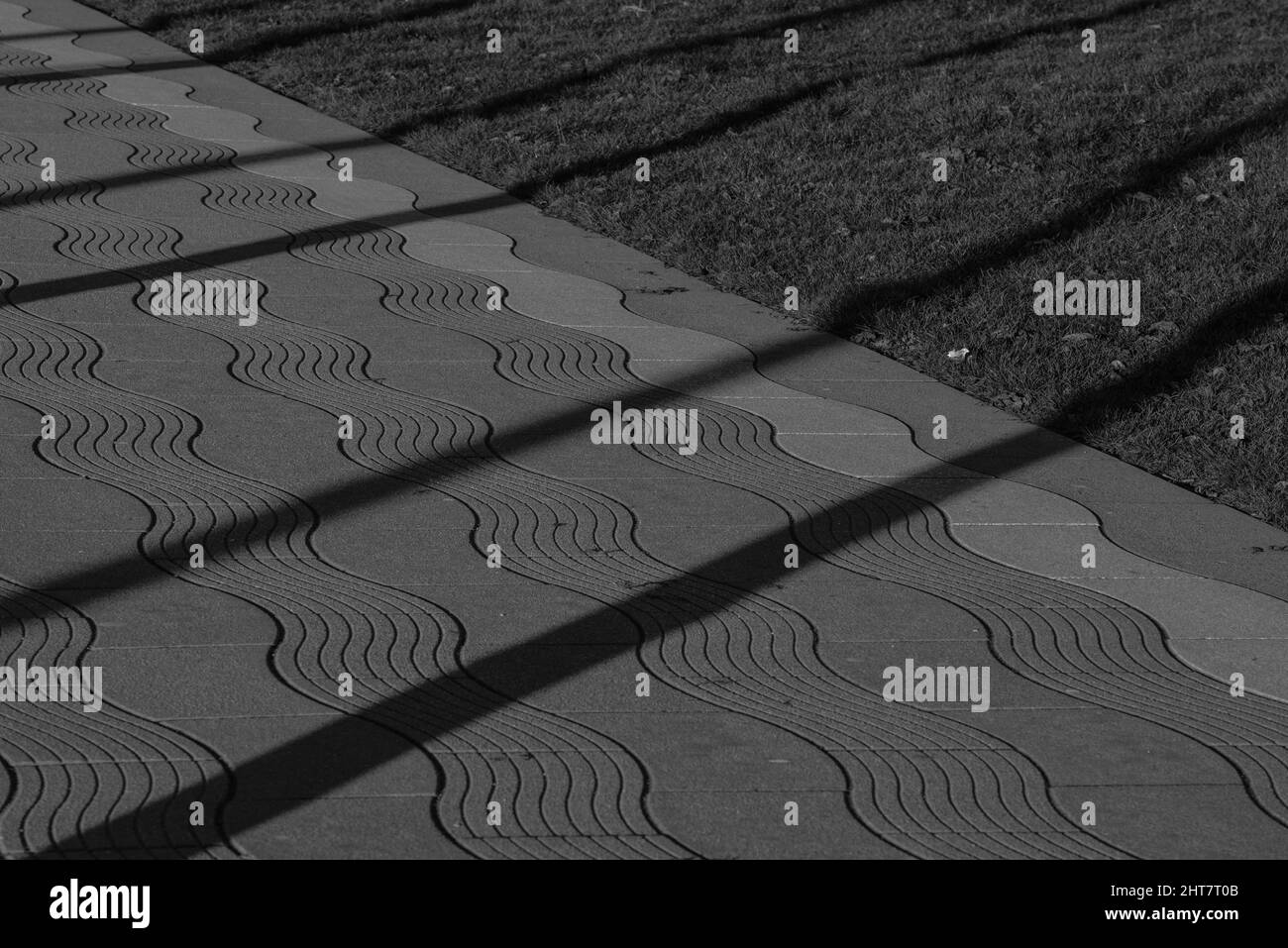Grayscale view of a pavement with shadows Stock Photo - Alamy