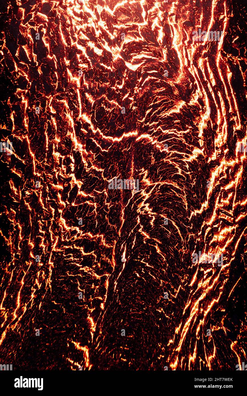 Vertical shot of lava in the Fagradalsfjall volcano in Iceland on ...
