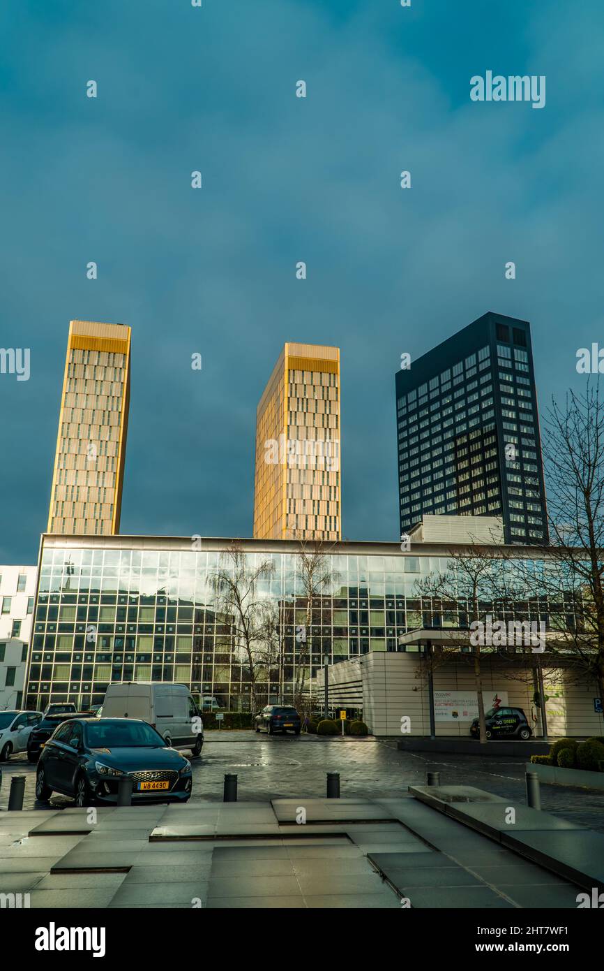 View of the European Court of Justice (ECJ) towers Stock Photo - Alamy