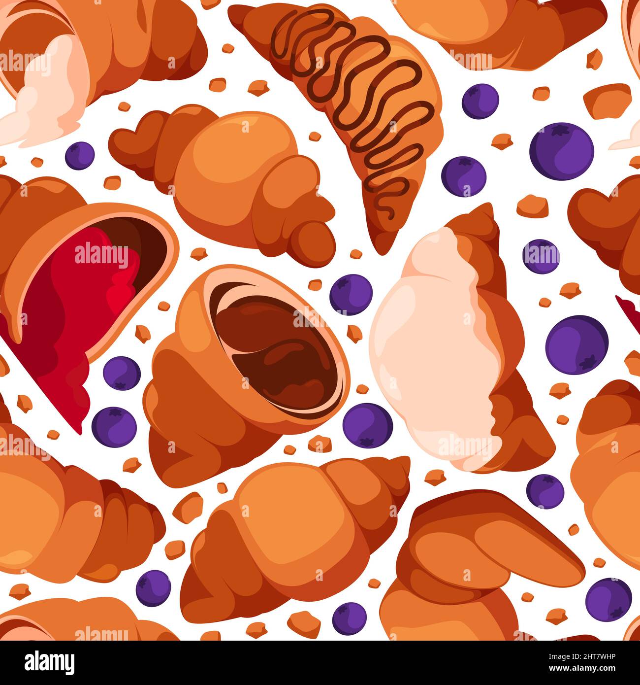 Baking food pattern. Fresh croissant pictures templates for textile ...