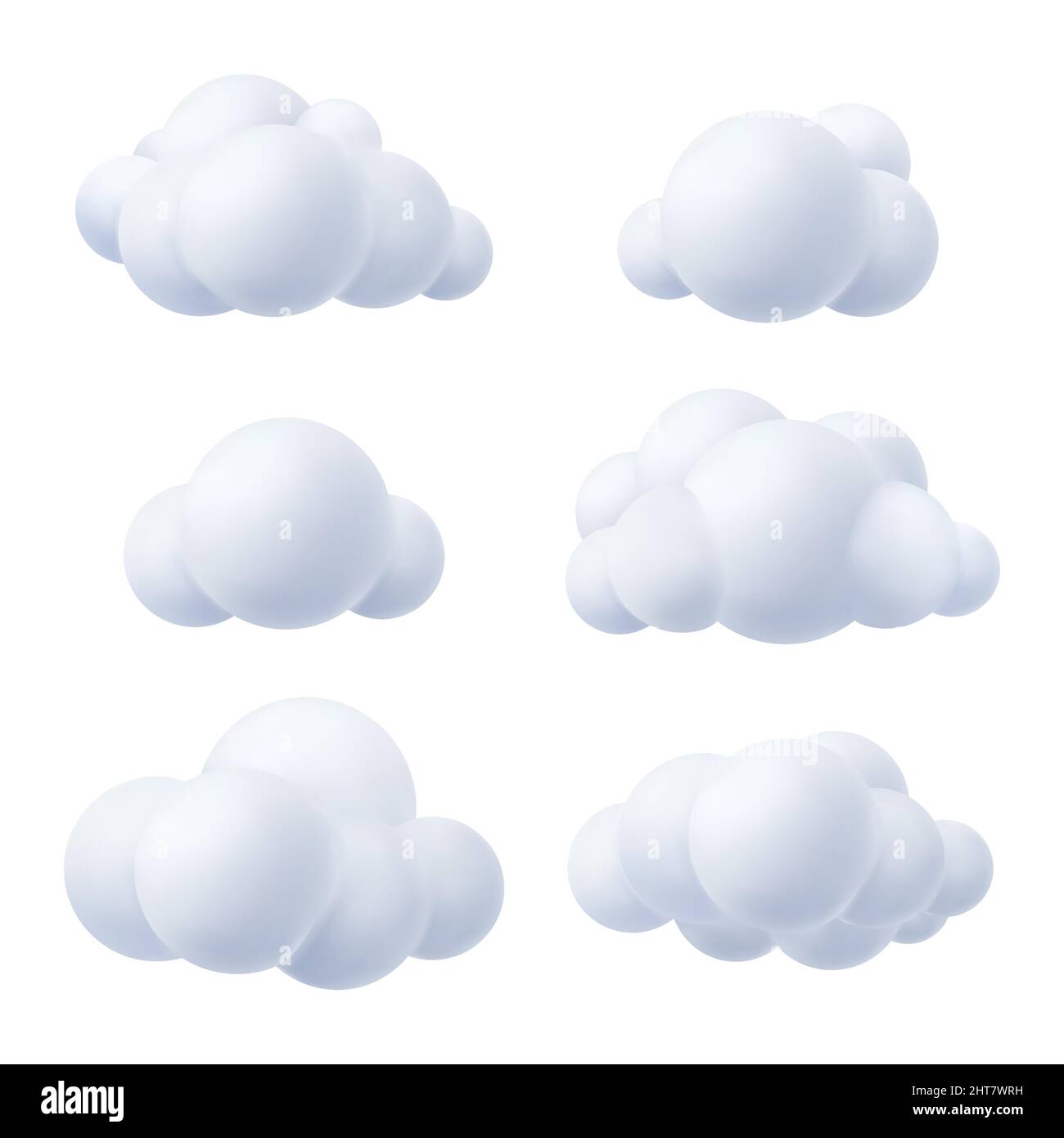 Silver clouds. Outdoor weather realistic visualisation fluffy plastic ...