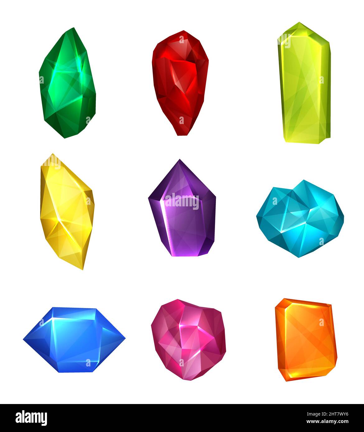 Realistic jewel. Colorful transparent shiny gem stones decent vector ...