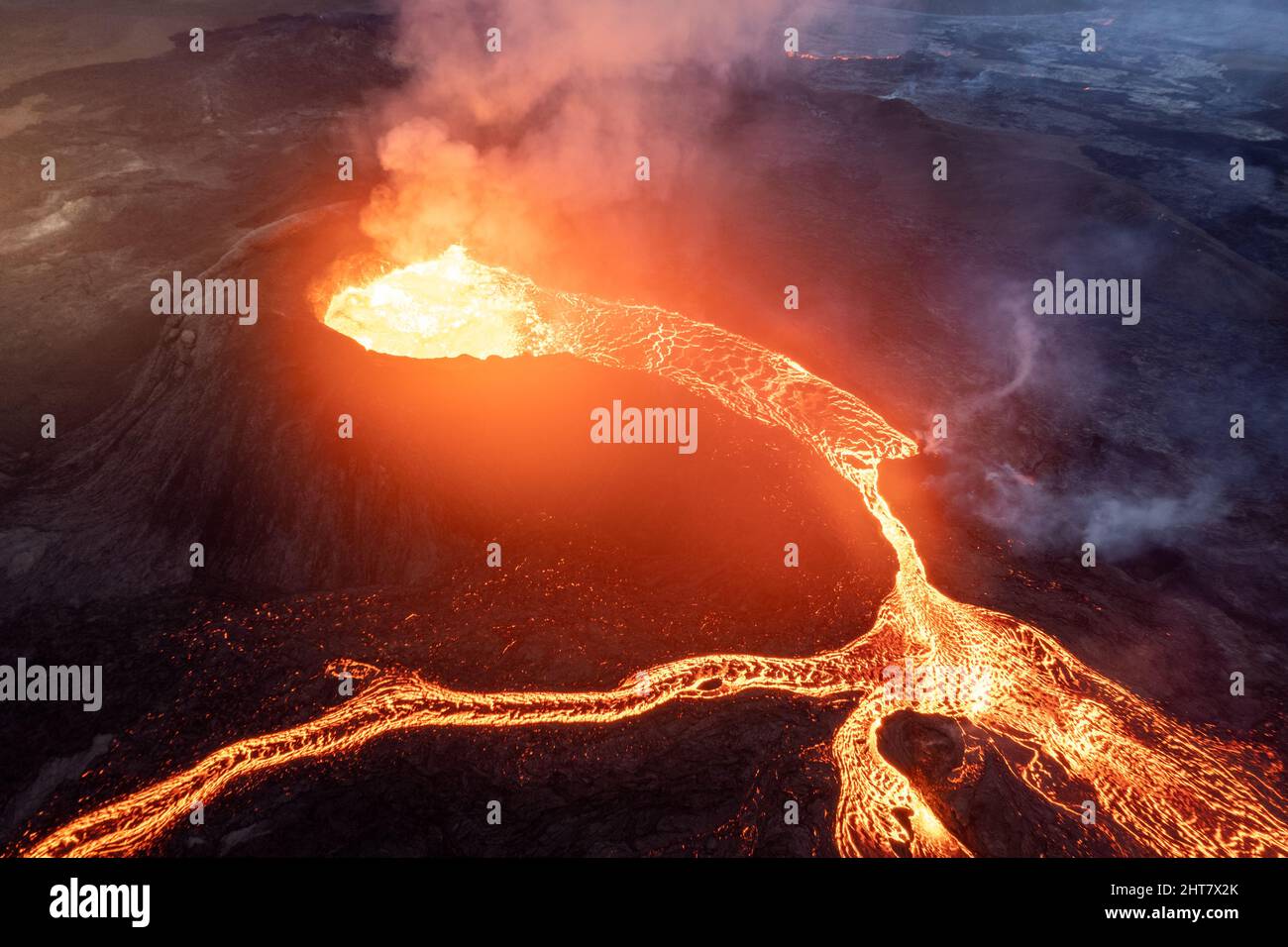 Scenic view of lava in the Fagradalsfjall volcano in Iceland Stock ...