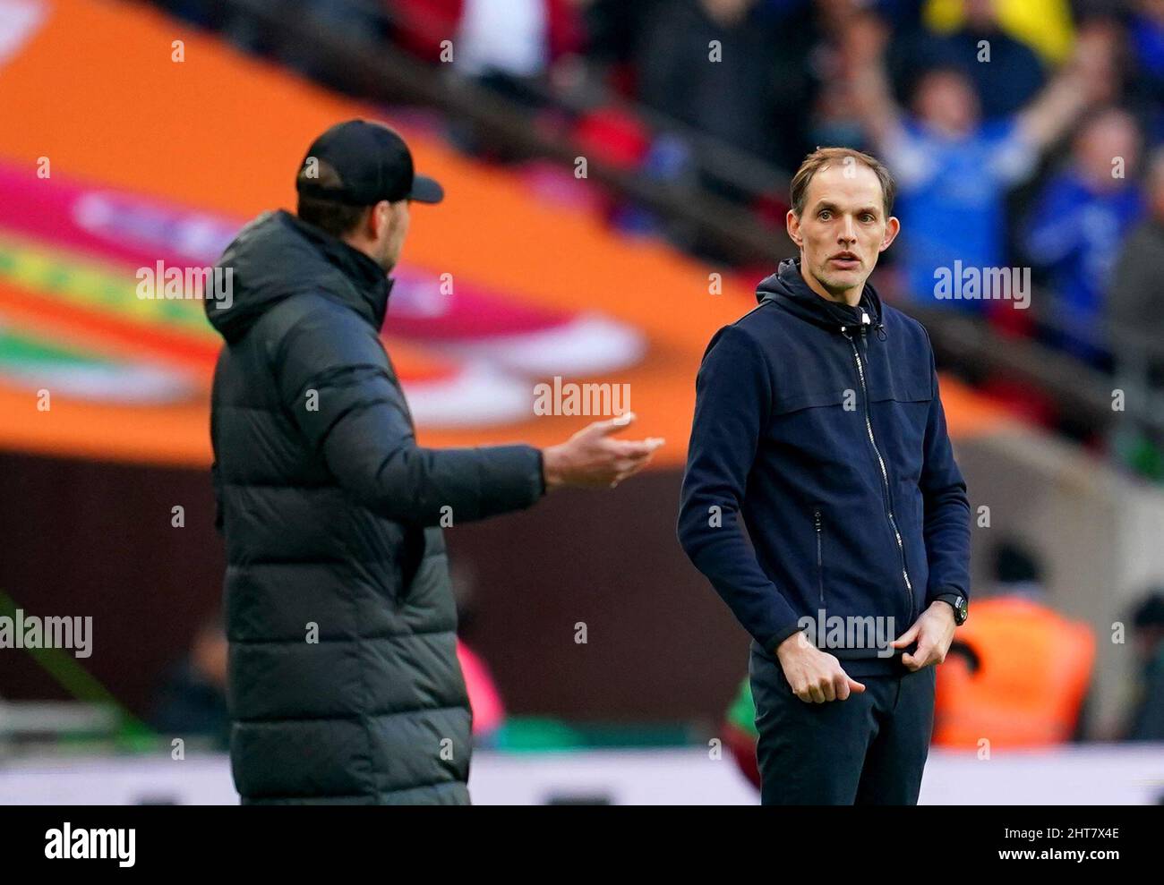 Chelsea manager Thomas Tuchel (right) and Liverpool manager Jurgen ...
