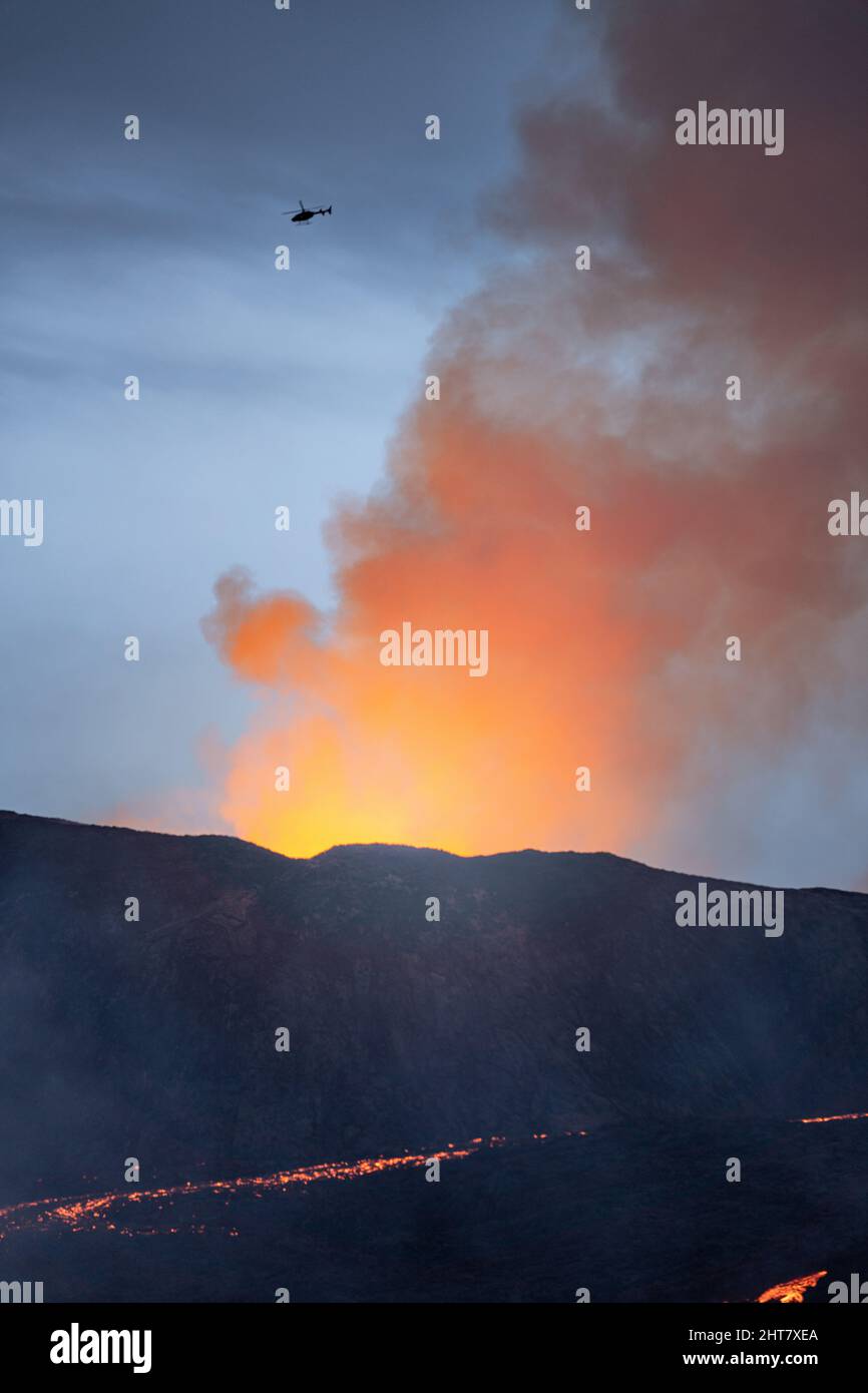 Vertical shot of lava in the Fagradalsfjall volcano in Iceland on ...